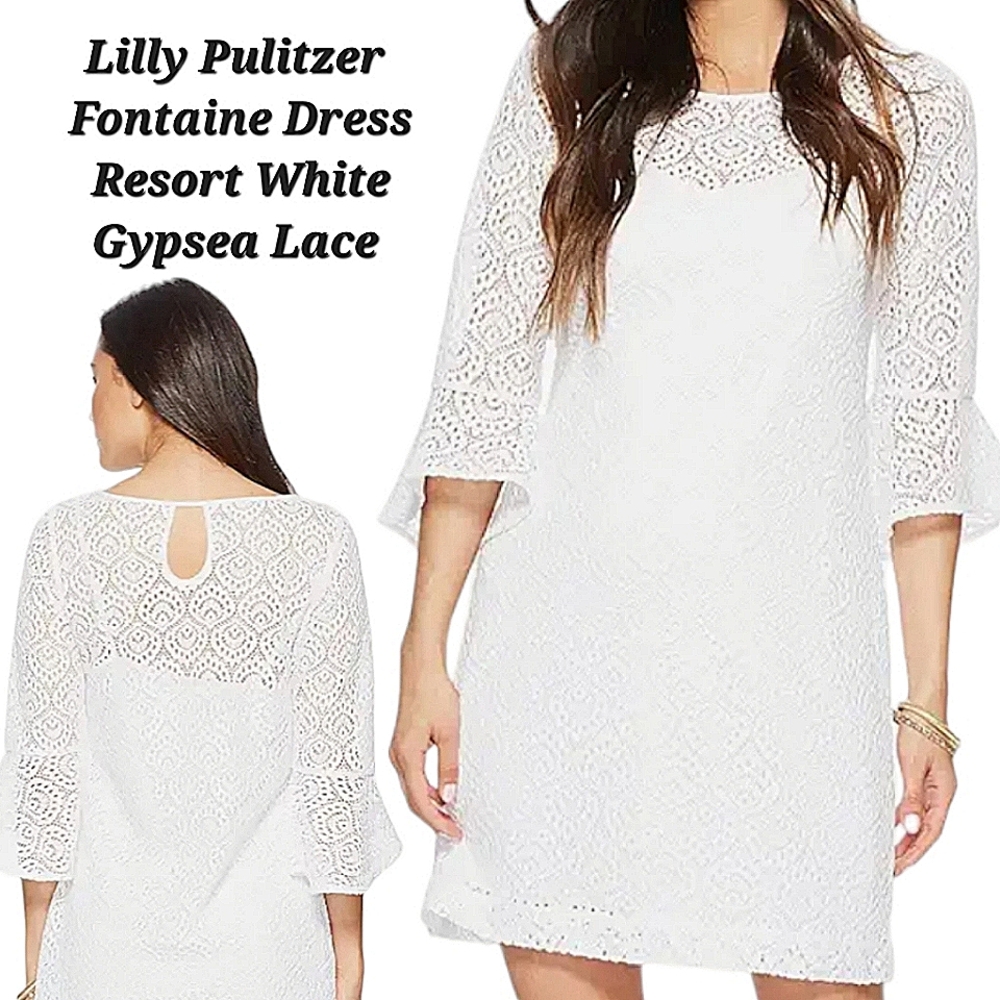 Lilly Pulitzer Fontaine Dress Resort White Gypsea Lac… - Gem